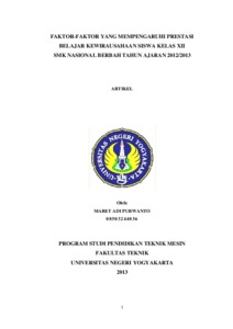 FAKTOR-FAKTOR YANG MEMPENGARUHI PRESTASI BELAJAR KEWIRAUSAHAAN SISWA KELAS XII SMK NASIONAL ...